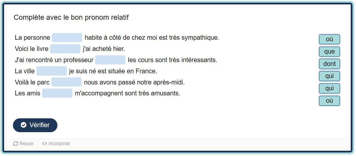 Os pronomes relativos: qui, que, dont, où... - Ecole 601